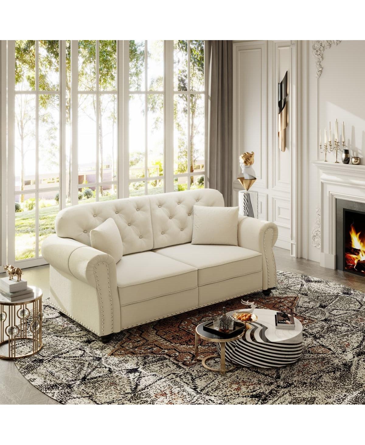 Click here for Maison Boucle Velvet Loveseat Sofa  Chesterfield T... prices