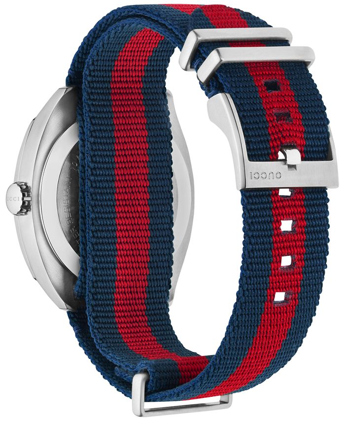 Gucci Men's GG2570 Swiss Blue-Red-Blue Web Nylon Strap Watch 41mm ...