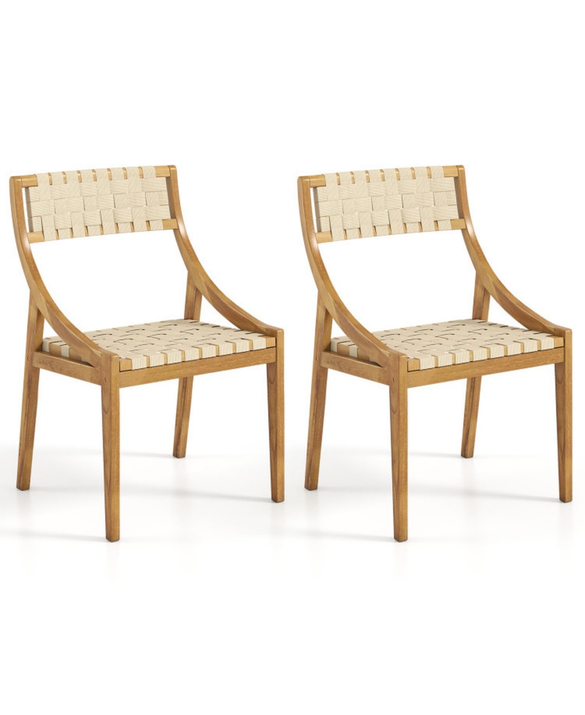 Click here for Gouun Set of 2 Teak Wood Outdoor Dining Chairs wit... prices
