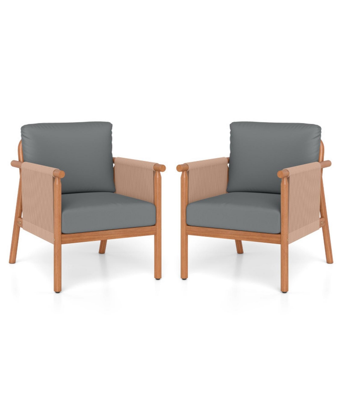 Click here for Gouun Set of 2 Acacia Wood Patio Chairs with Woven... prices
