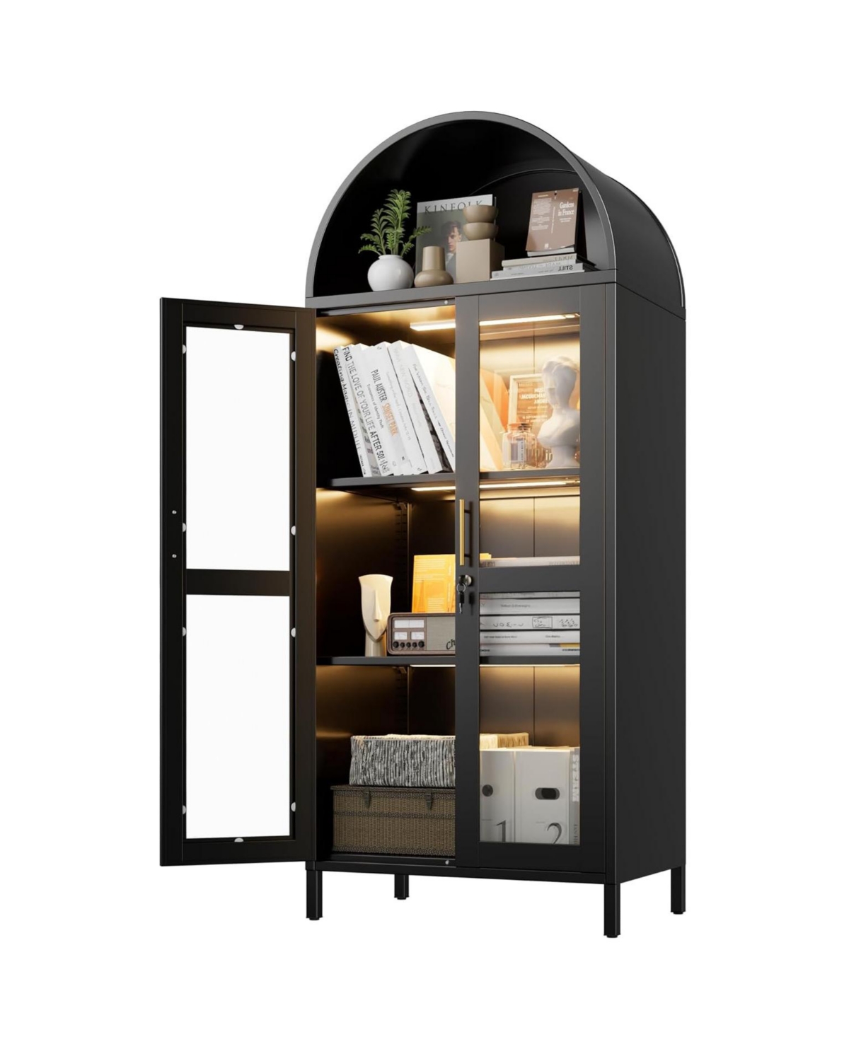 Click here for Boyel Living Metal Arched Display Cabinet with Led... prices