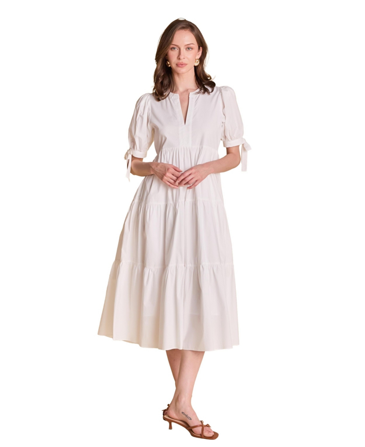 Click here for English Factory Womens Tiered Midi Dress With Bow... prices