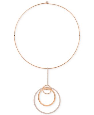 Swarovski Rose Gold-Tone Pavé Multi-Circle Statement Necklace - Macy's