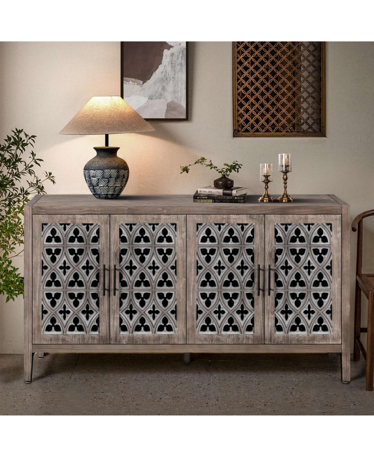 Click here for Clihome Hollow Four Door Antique Cabinet  American... prices