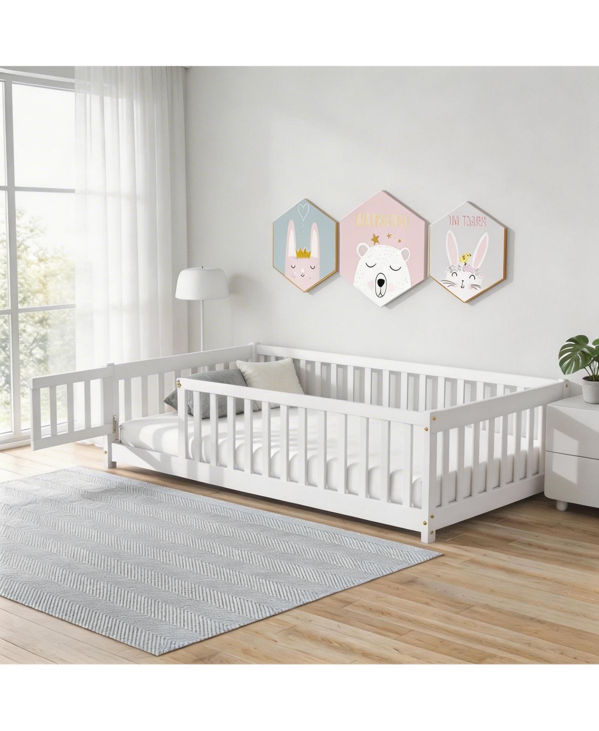 Click here for Sailvan Twin Floor Bed with Fence and Door Solid W... prices