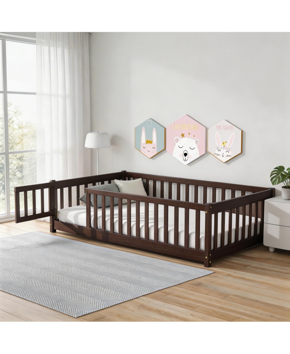 Click here for Sailvan Twin Floor Bed with Fence and Door Solid W... prices