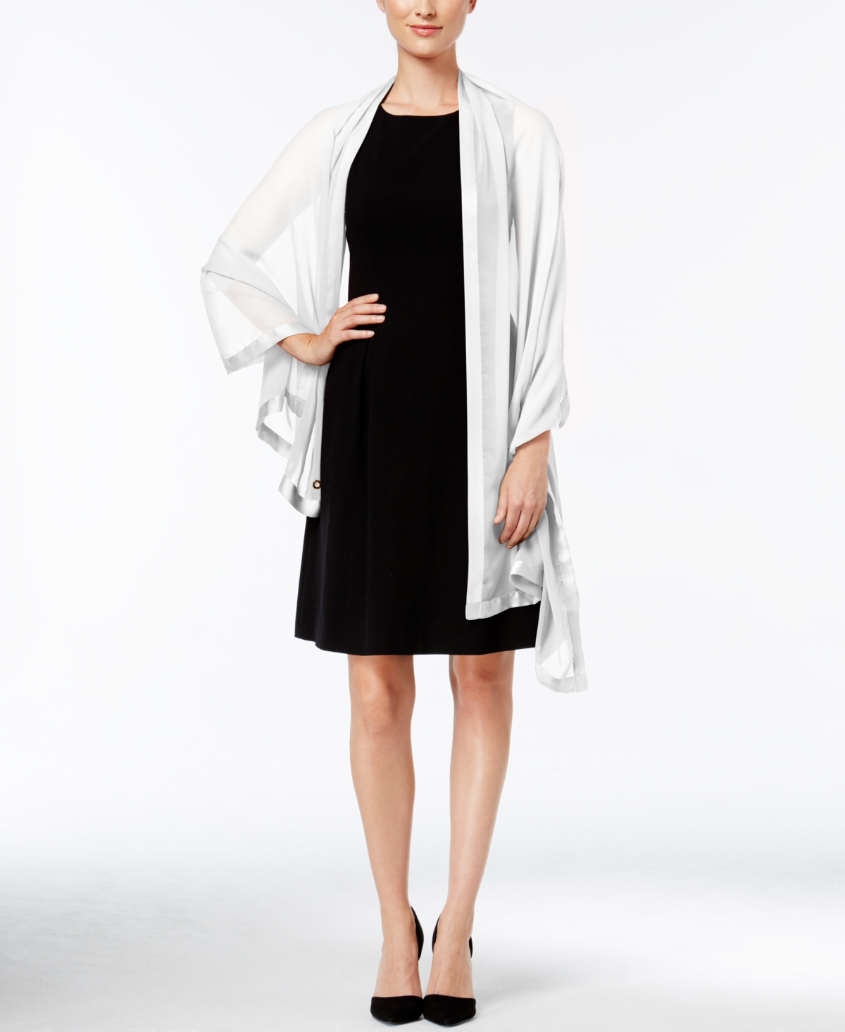 Click here for Calvin Klein Elegant Satin-Trim Chiffon Evening Wr... prices