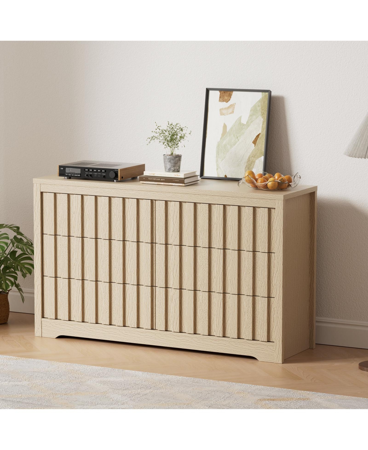 Click here for homfan Mid-Century Modern 6 Drawer Dresser for Bed... prices
