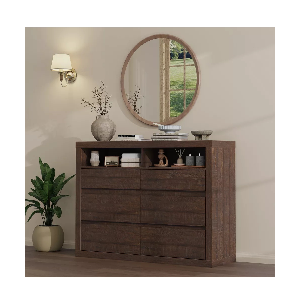 Click here for homfan 6 Drawer Dresser for Bedroom  Modern Mid Ce... prices