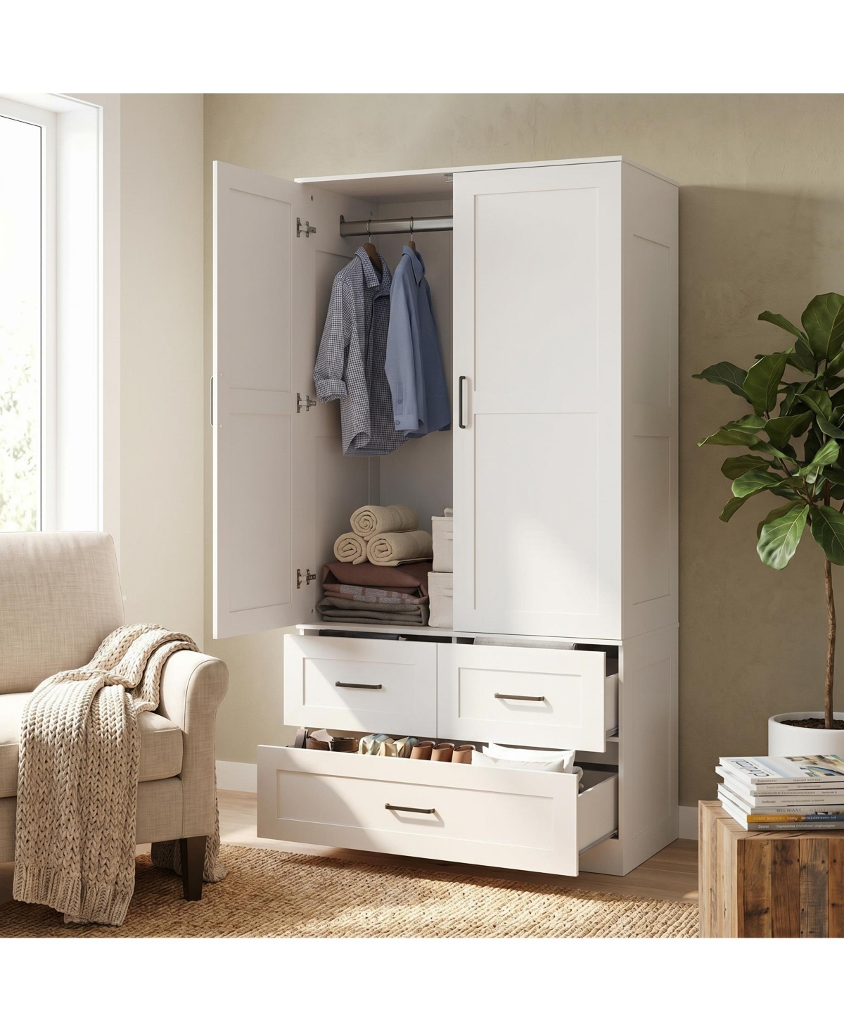 Click here for homfan Modern Wooden Wardrobe Closet for Bedroom... prices