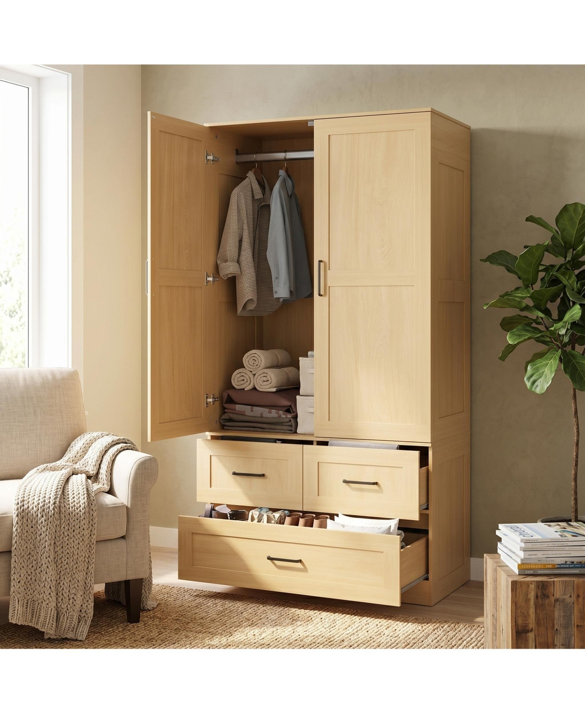 Click here for homfan Modern Wooden Wardrobe Closet for Bedroom... prices