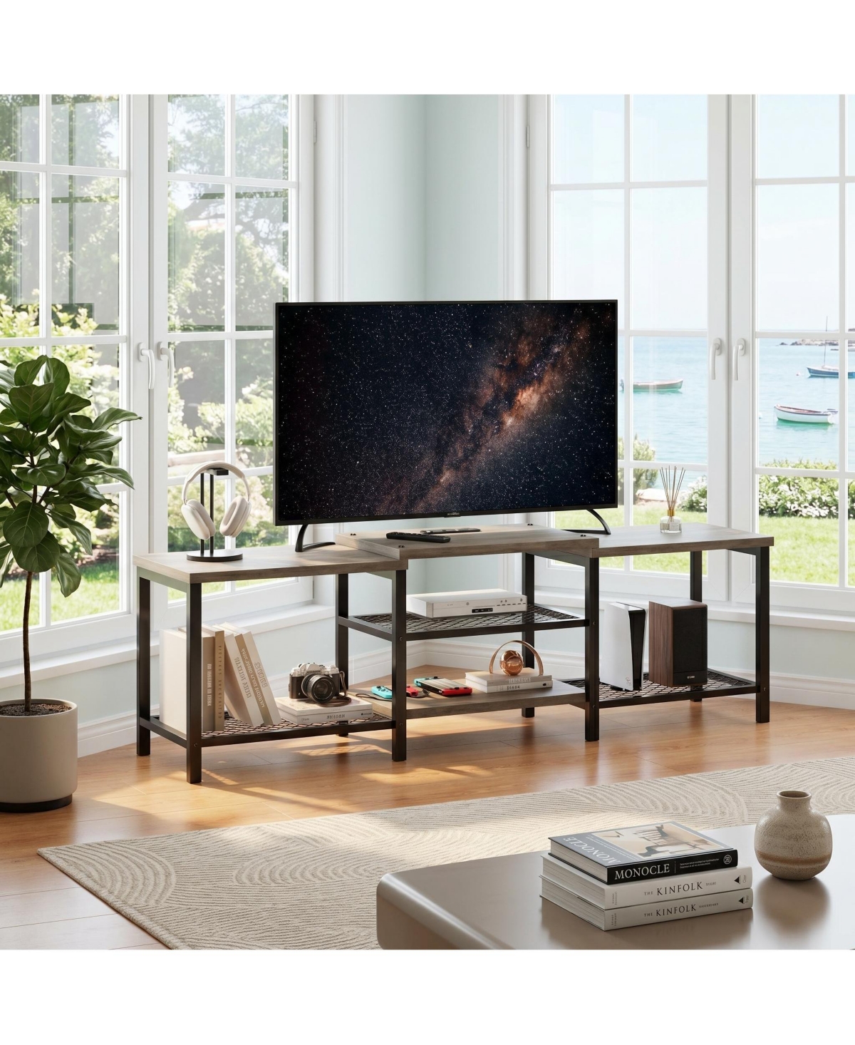 Click here for homfan Industrial Tv Stand with Built-in Power Out... prices