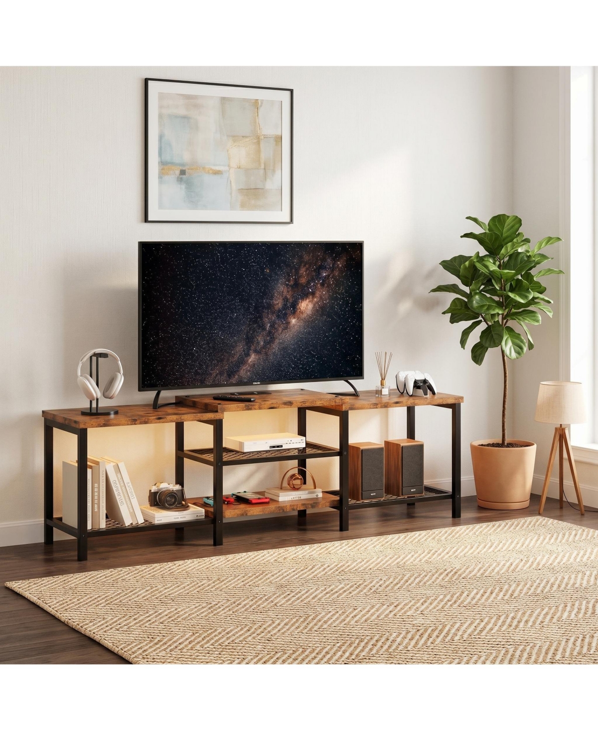 Click here for homfan Industrial Tv Stand with Built-in Power Out... prices