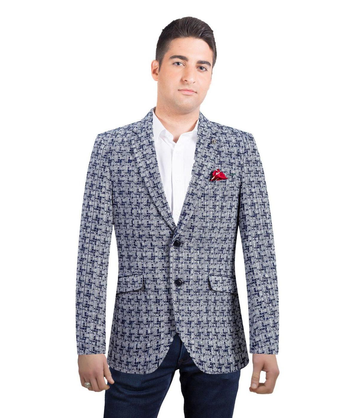 Click here for Elie Balleh Mens Slim Fit Hound tooth Brocade Blaz... prices