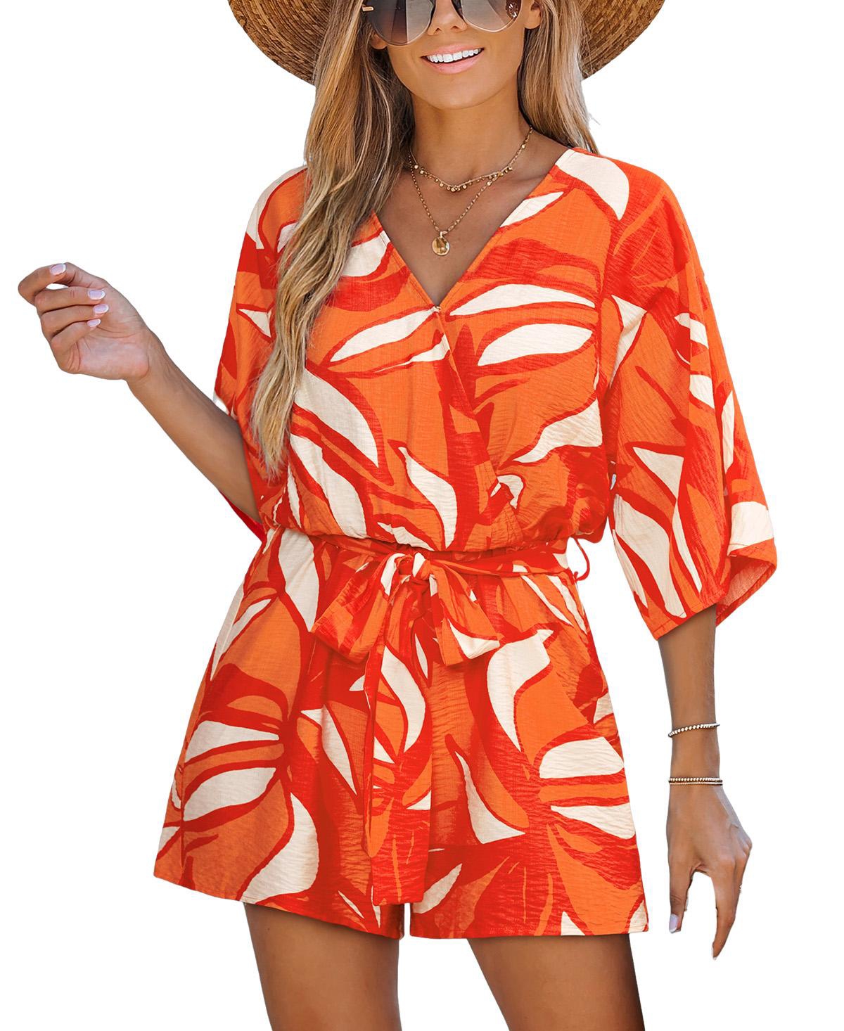 Click here for Cupshe Womens Ribbed V-Neck Tie Waist Short Sleeve... prices