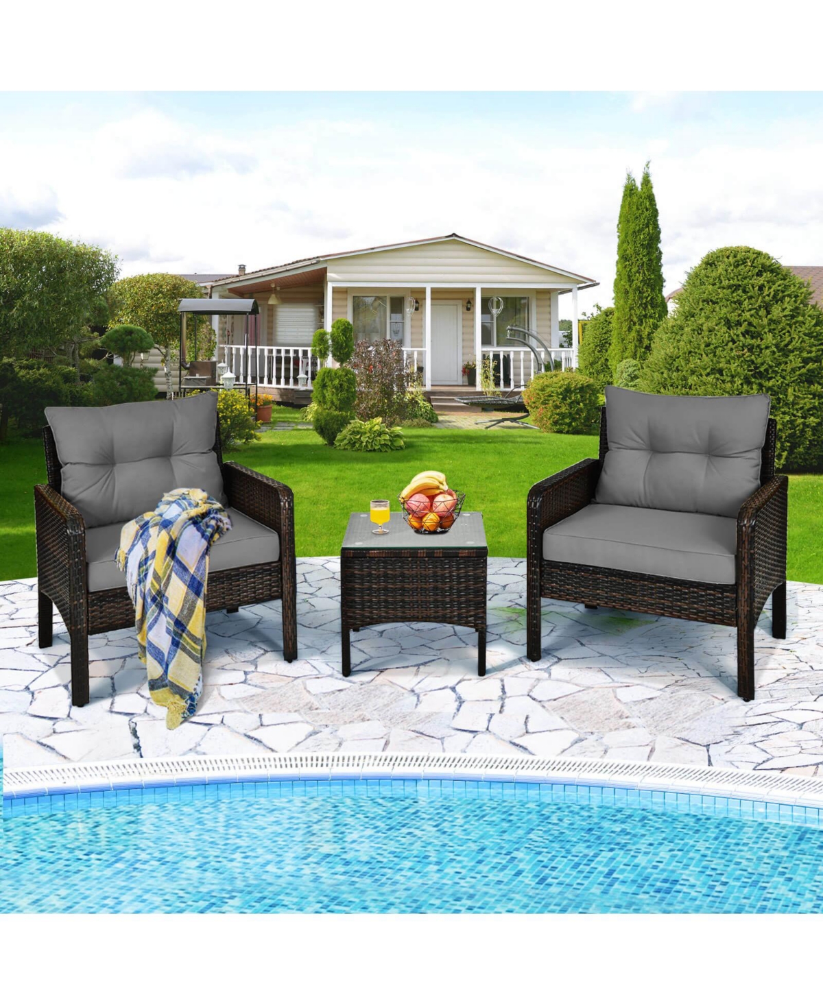 Click here for Costway 3 Pieces Patio Pe Wicker Furniture Set wit... prices