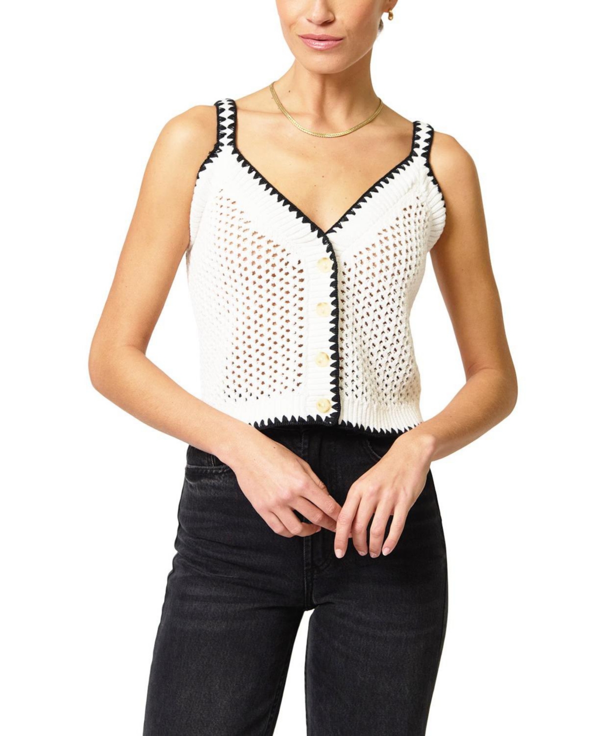 Click here for Central Park West Womens Noa Crochet Button Tank -... prices