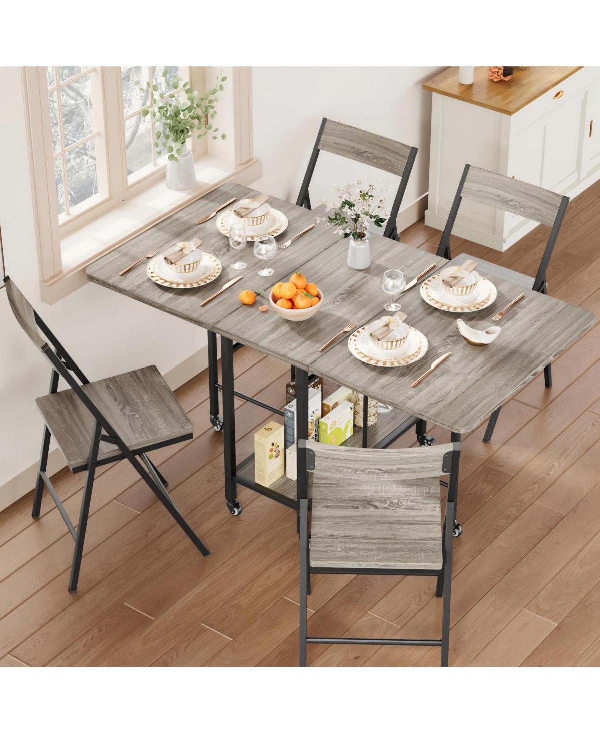 Click here for homfan Folding Dining Table Set with 4 Chairs - Dr... prices
