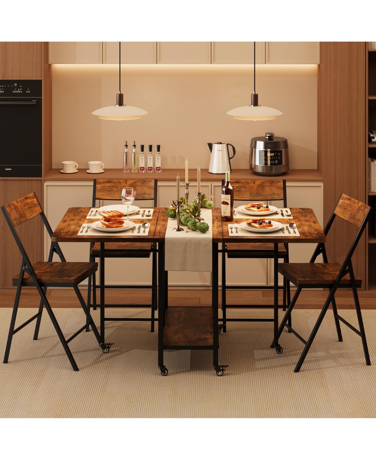 Click here for homfan Folding Dining Table Set with 4 Chairs - Dr... prices