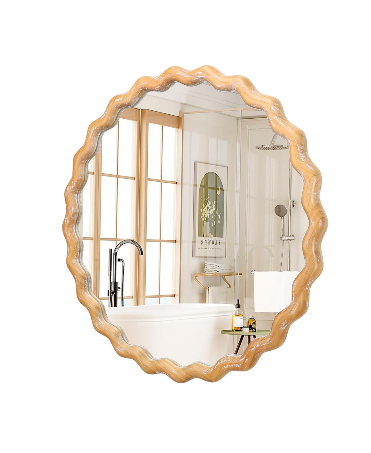 Click here for Phying 27.5 Inch Farmhouse Wavy Round Mirror White... prices