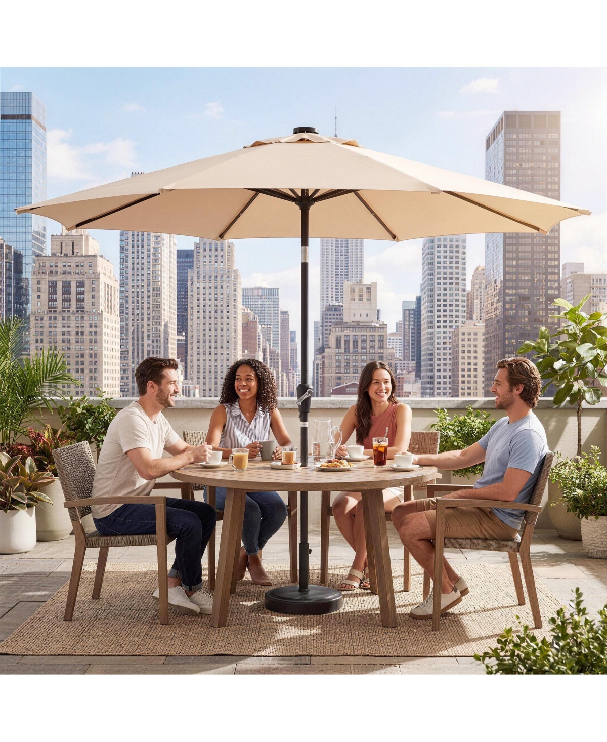 Click here for homfan 9Feet Patio Umbrella with 32 Solar Led Ligh... prices