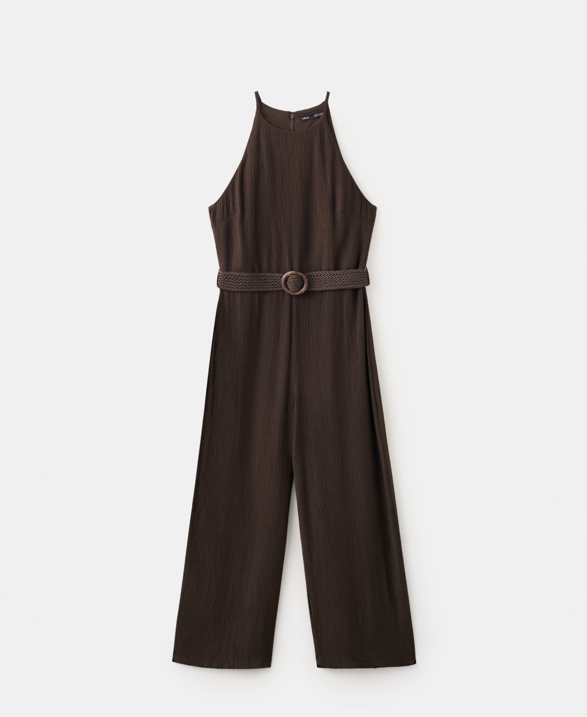 Click here for Mango Womens Belt Halter-Neck Jumpsuit - Chocolate prices