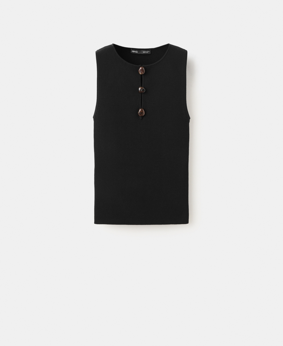 Click here for Mango Womens Beads Ribbed Top - Black prices