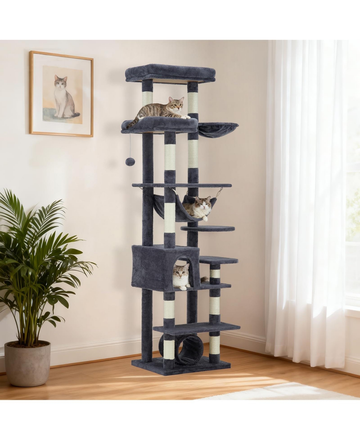 Click here for homfan 74 Cat Tree for Large Cats  Tall Tower with... prices