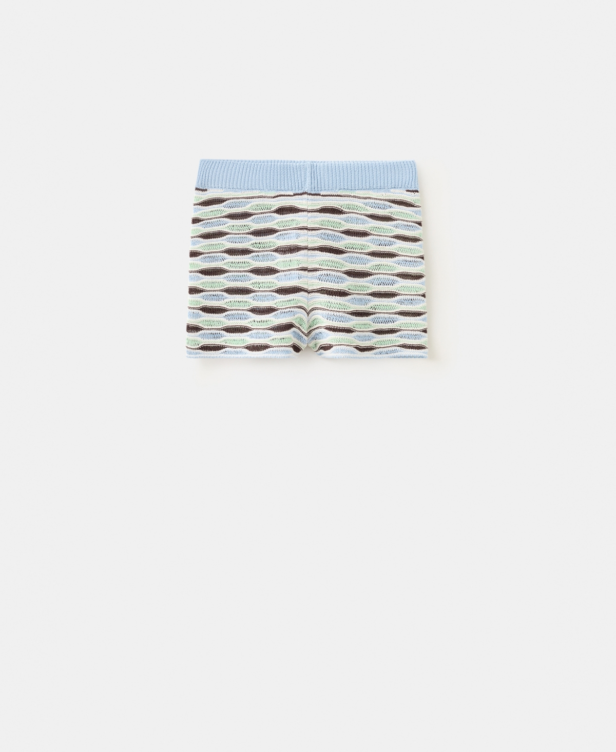 Click here for Mango Womens Wavy Stripe Ribbed Knit Shorts - Sky... prices