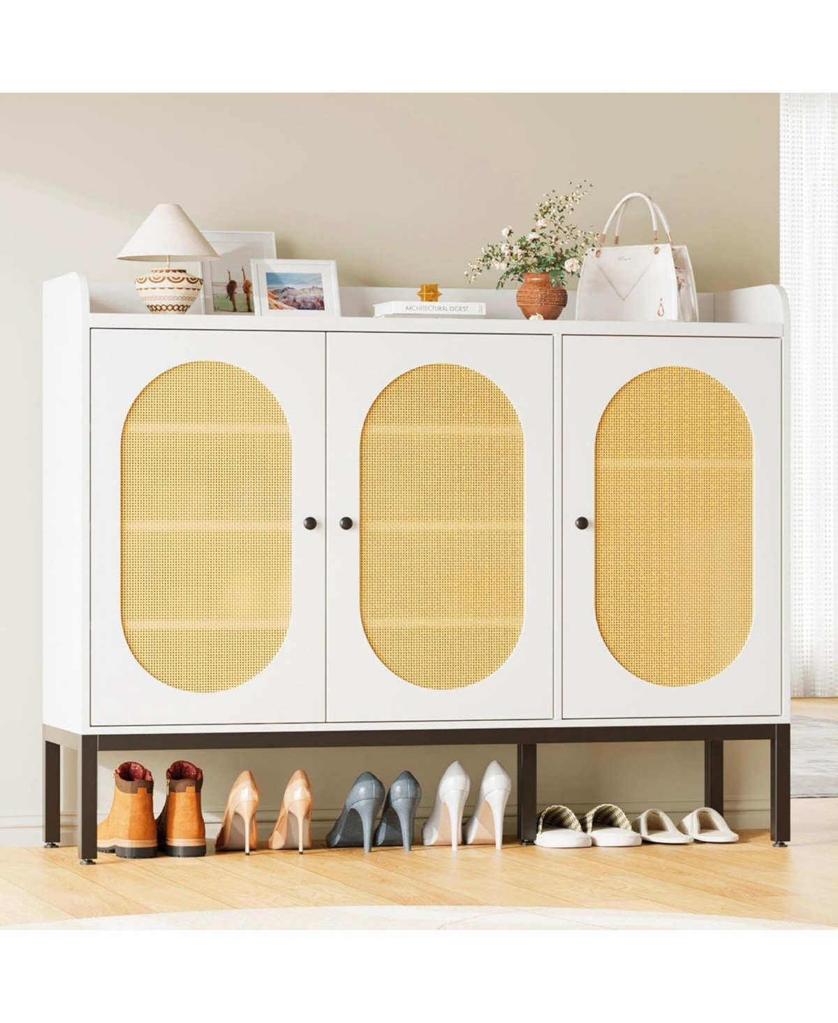 Click here for gaomon Rattan Shoe Cabinet with 3 Flip Doors 8-Tie... prices