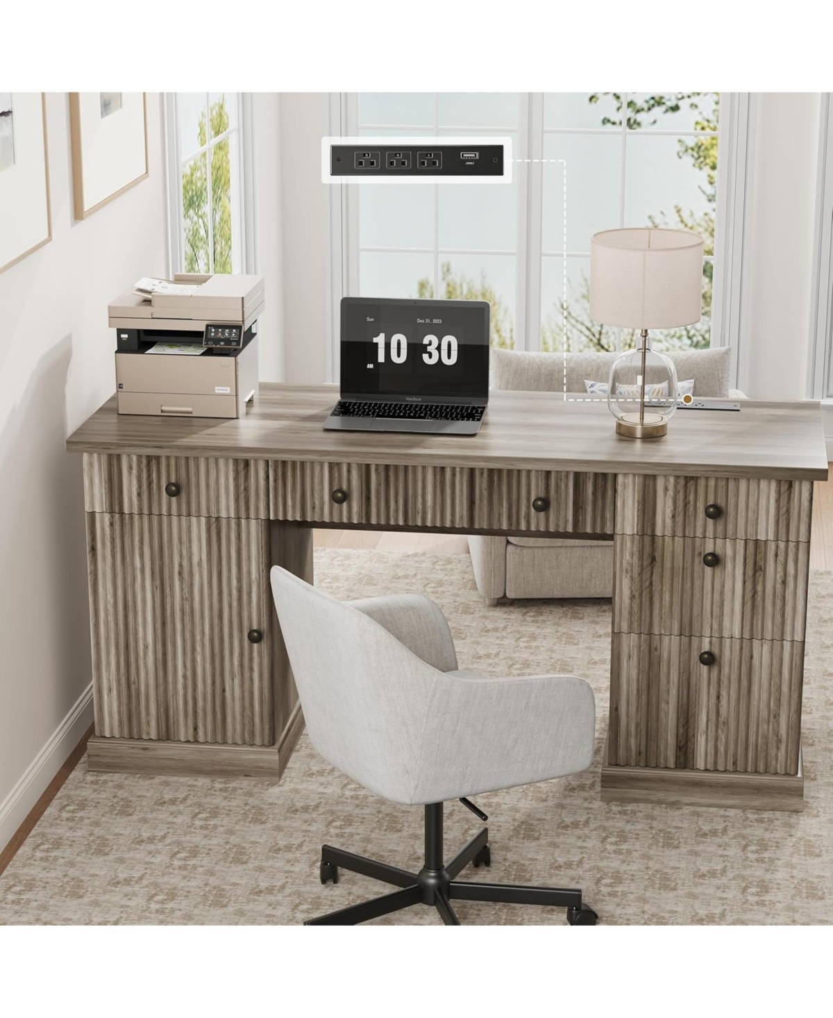 Click here for homfan 60 Office Desk with Storage and Drawers â... prices