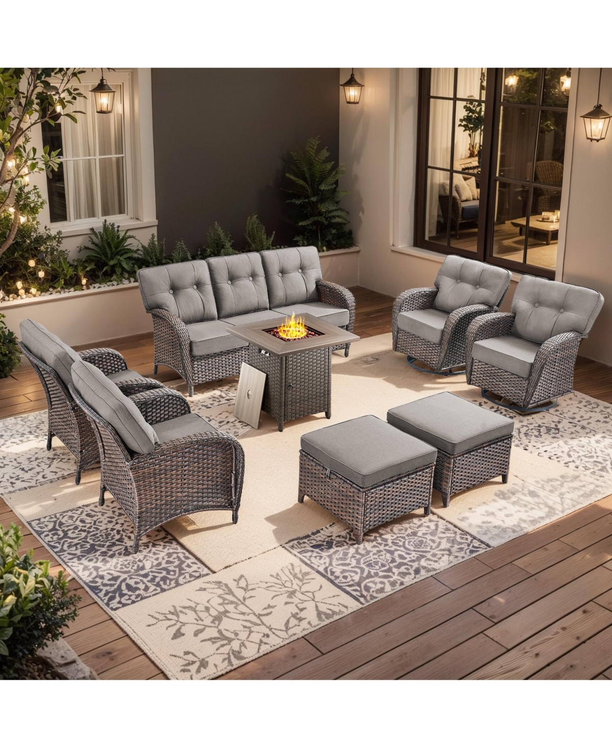 Click here for Pocassy 8 Piece High Back Outdoor Furniture with 5... prices