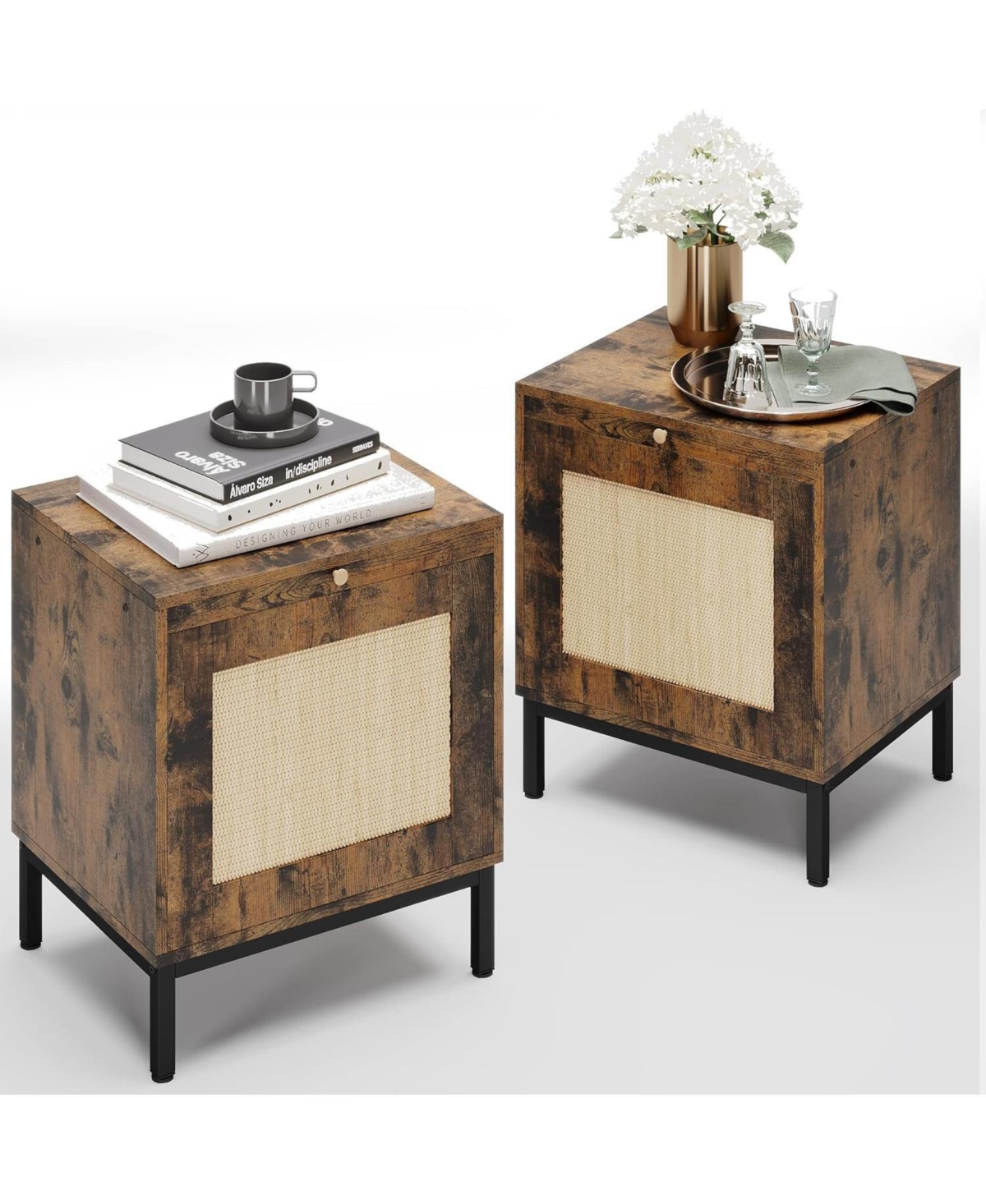 Click here for gaomon Set of 2 Boho Natural Rattan Nightstands wi... prices