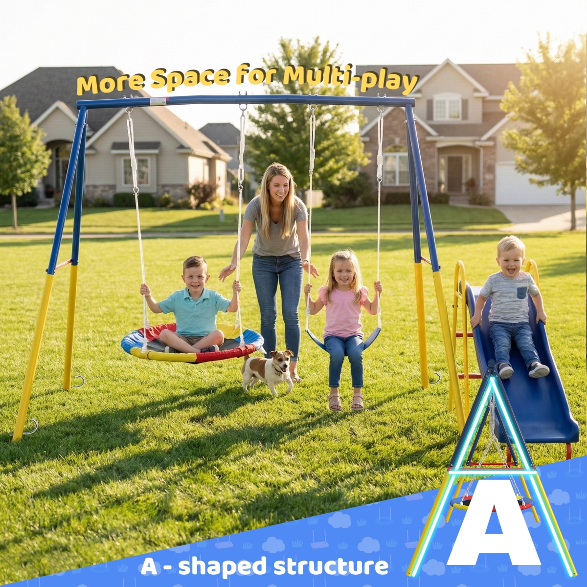 Click here for Zeny Swing Sets for Backyard with Kids Slide Outdo... prices