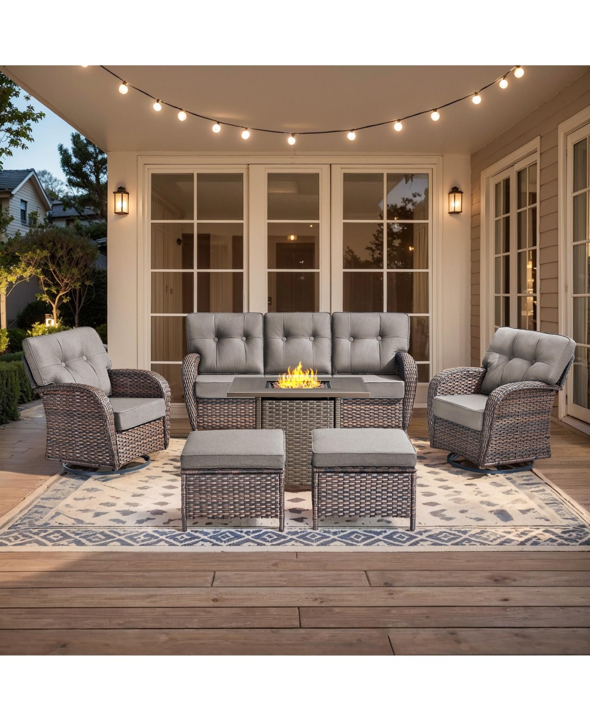 Click here for Pocassy 6 Pieces Patio Furniture Set with 30 Fire... prices