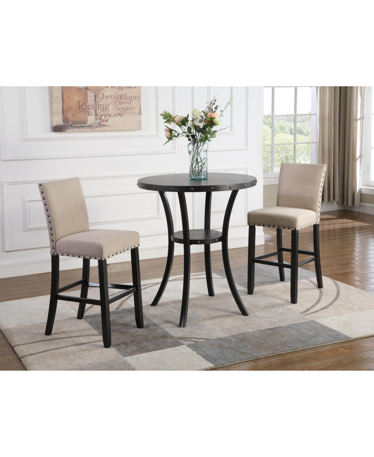 Click here for Flynama 3-Piece 36 Round Espresso Bar Table Set wi... prices