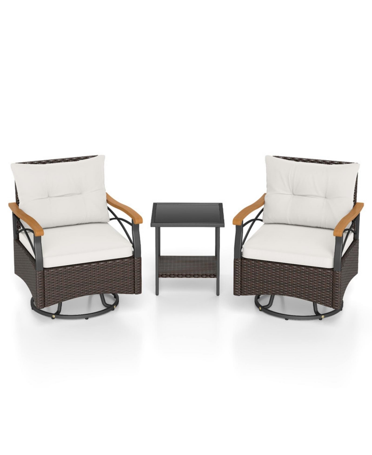 Click here for Gouun 3-Piece Outdoor 360-Degree Swivel Chair Set... prices