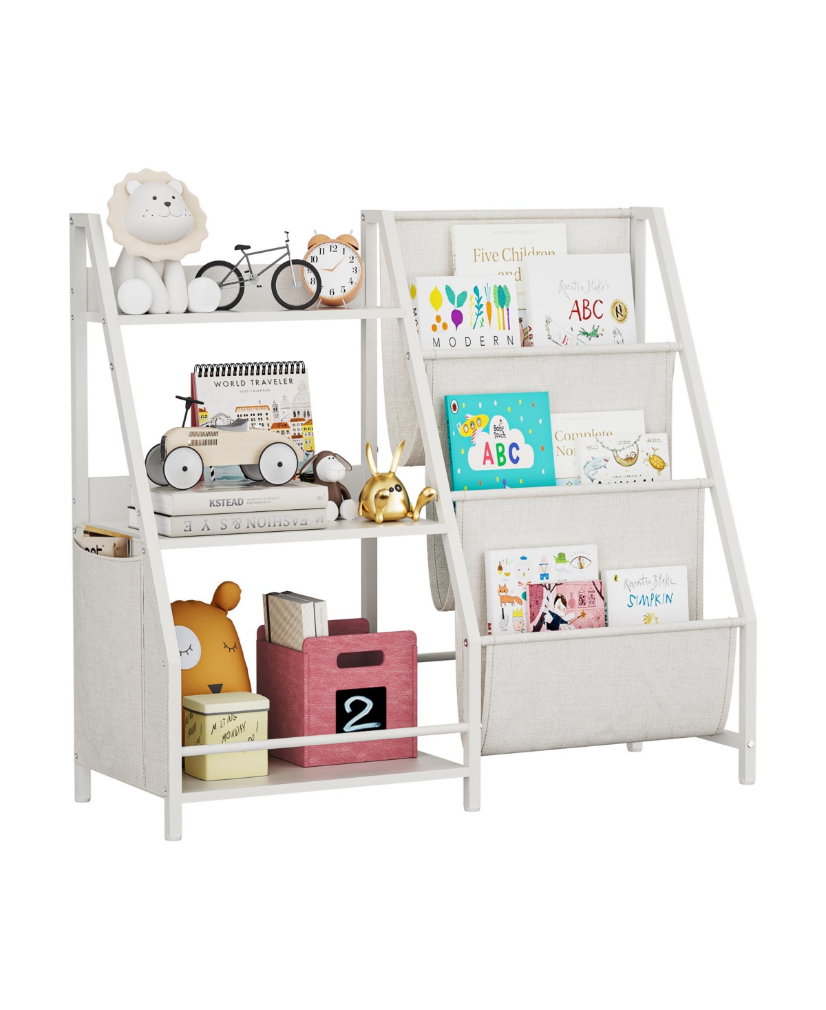 Click here for Flynama Montessori Kids Bookshelf Wooden Fabric Co... prices