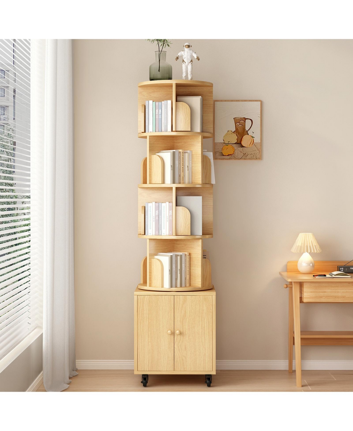 Click here for Flynama 5-Tier Rotating Corner Bookshelf with Doub... prices