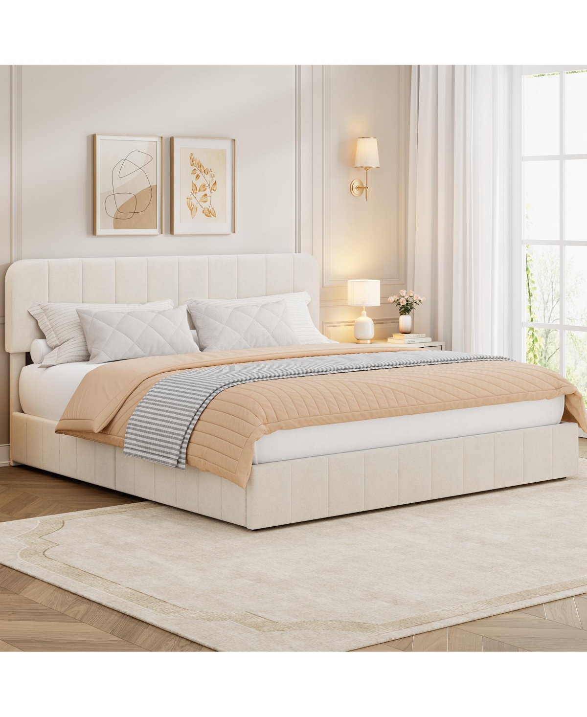 Click here for homfan Velvet Platform Bed Frame Channel Tufted Wi... prices