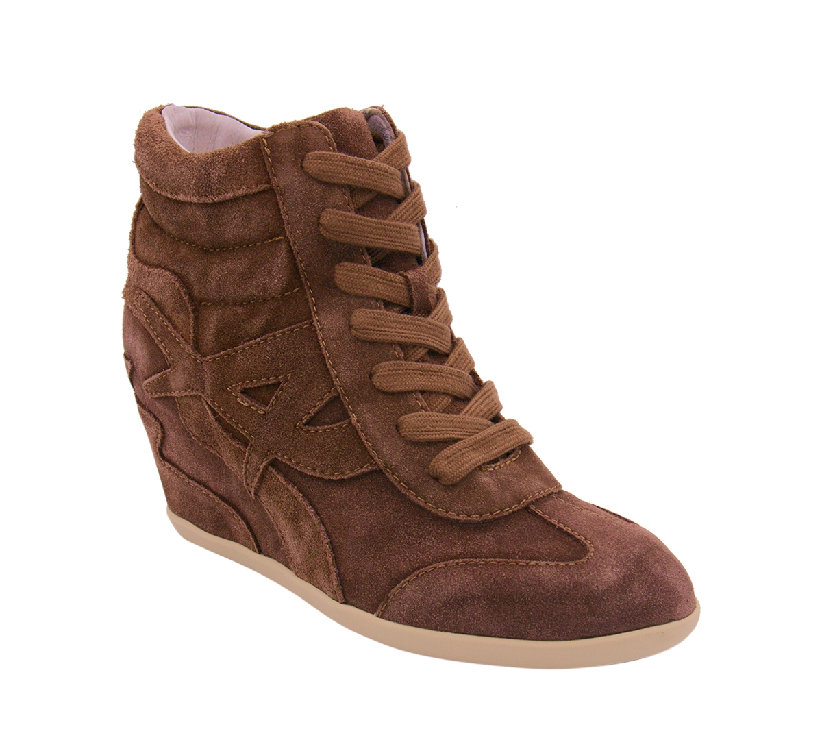 Click here for Ash Womens Boradia Wedge Sneakers - Chestnut Washe... prices