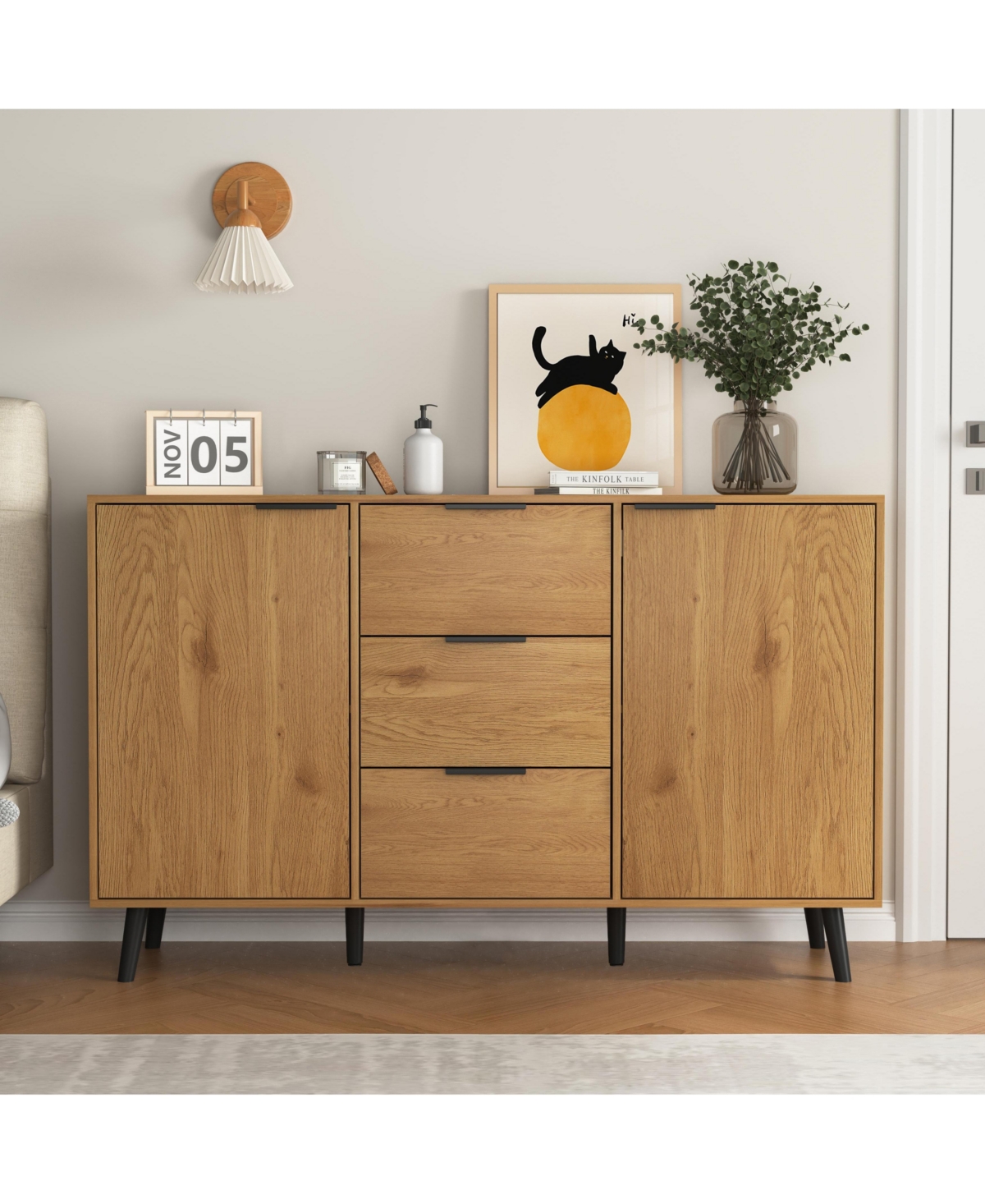 Click here for Flynama Sideboard Buffet Cabinet with 3 Drawers -... prices