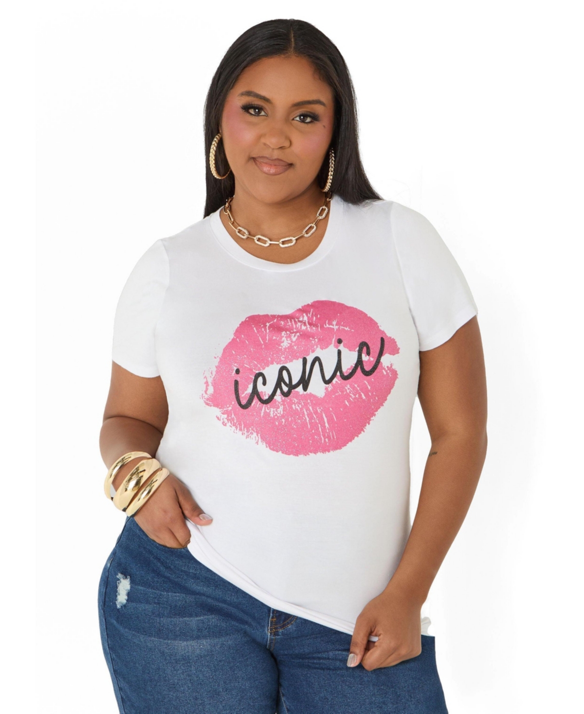 Click here for Ashley Stewart Womens Iconic Glittered Graphic Tee... prices
