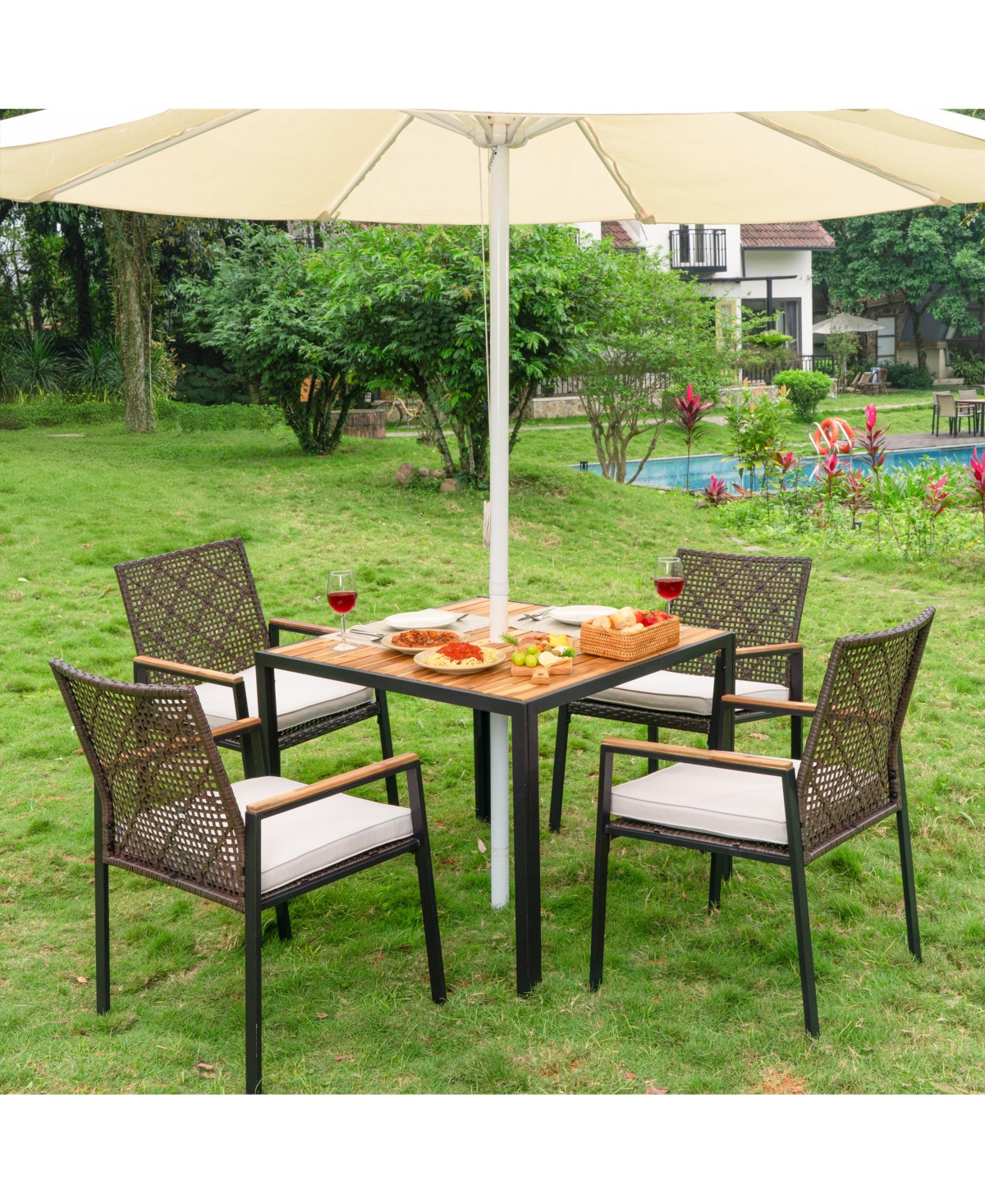Click here for Clihome 5 Piece Outdoor Patio Dining Set Coffee Pe... prices