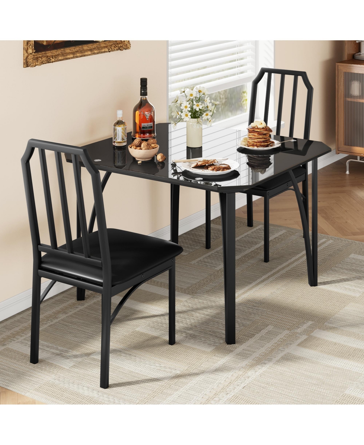 Click here for homfan Dining Table Set for 2 Square Compact Bistr... prices