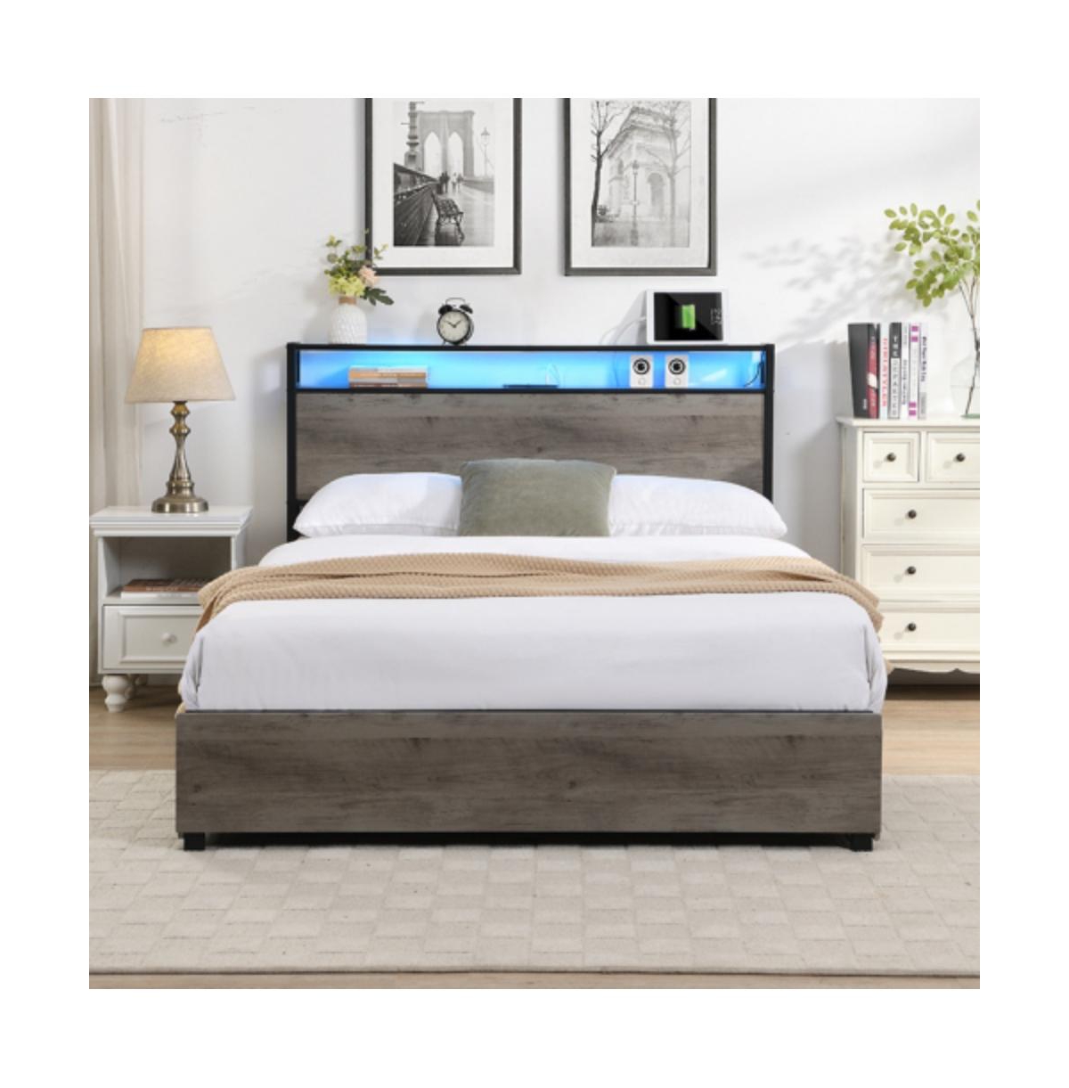 Click here for Lucky One Full Size Bed Frame with Storage Headboa... prices