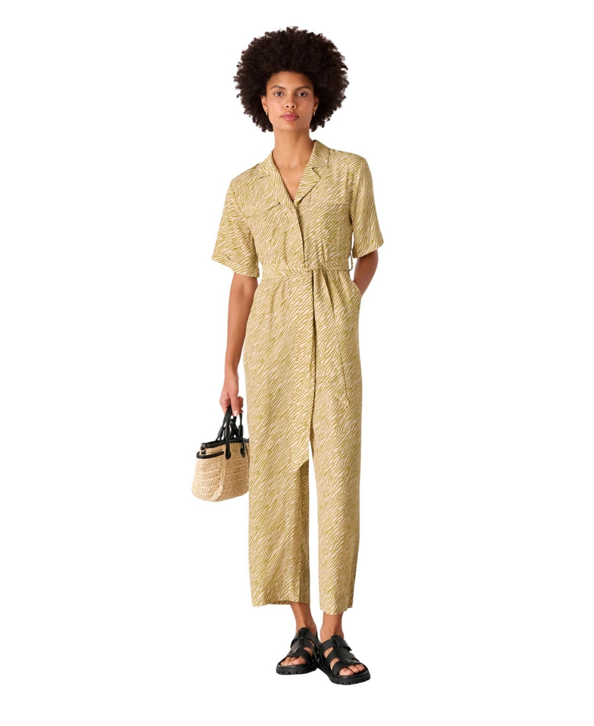 Click here for Whistles Womens Kelly Tiger Flame Cropped Jumpsuit... prices