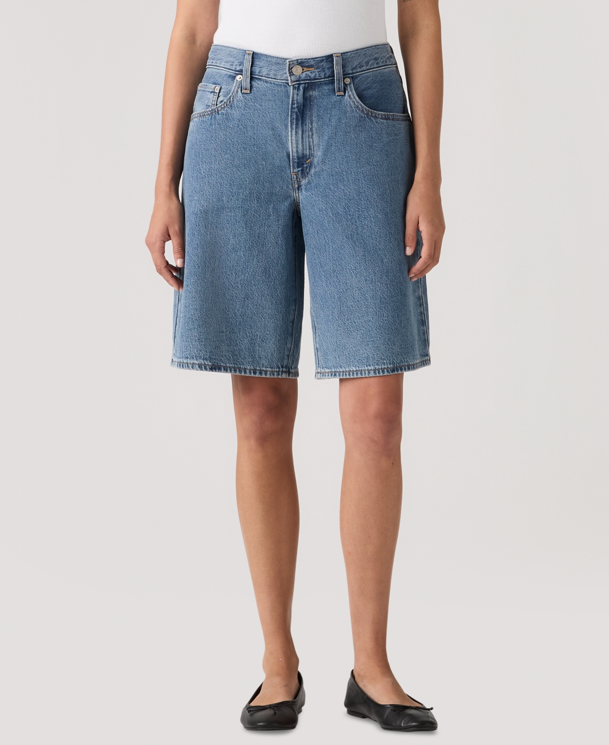 Click here for Levis Womens Baggy Dad Mid-Rise Shorts - Own It Te... prices