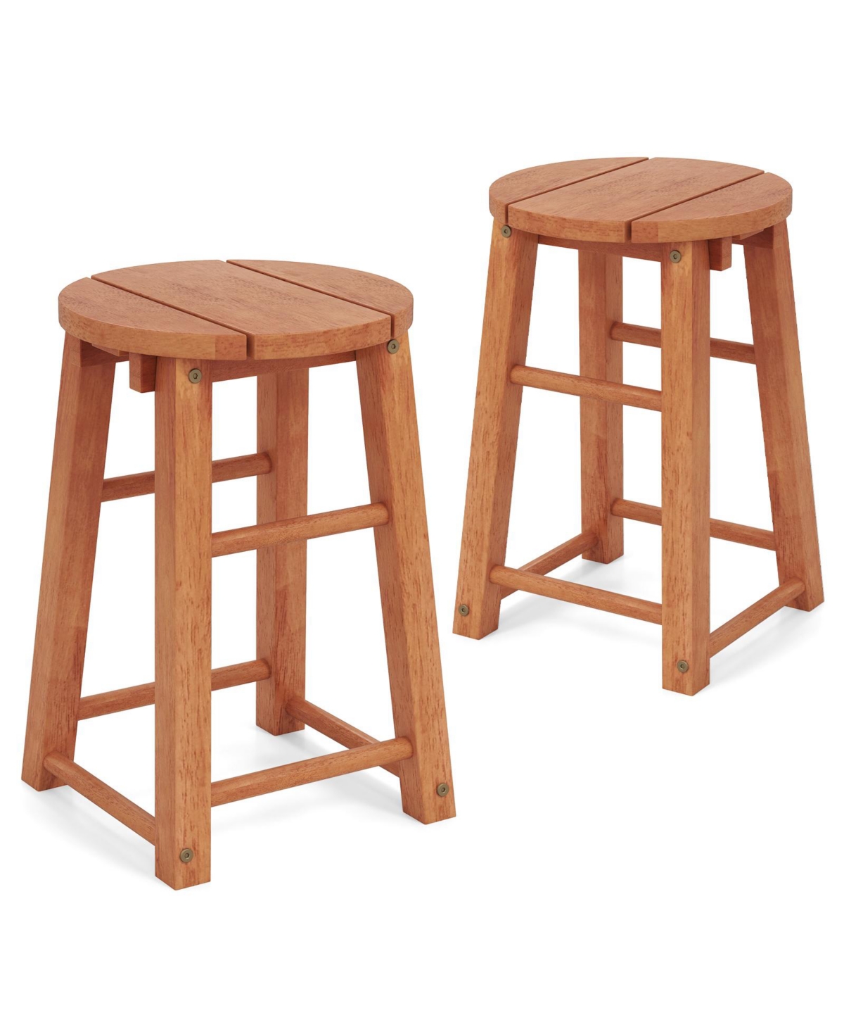 Click here for Gymax Outdoor Wood Bar Stools Set of 2 w/Round Sea... prices