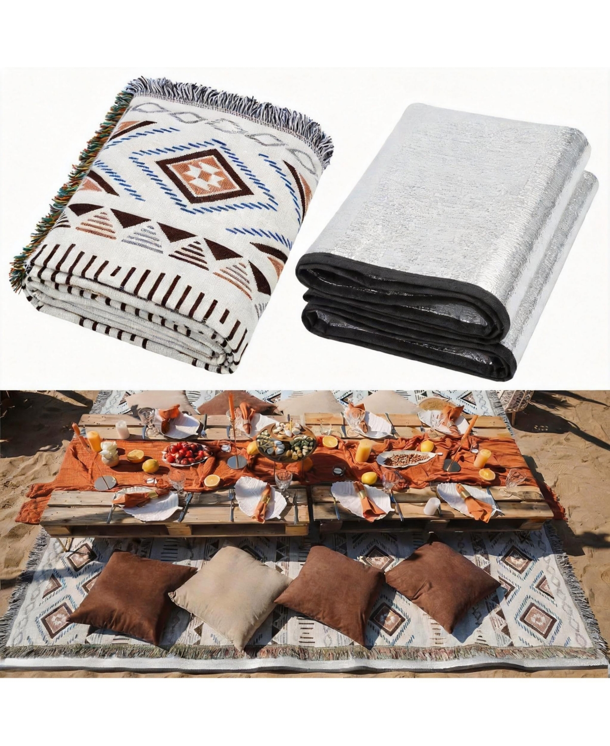 Click here for Aofar 91x 71 Picnic Blanket Beach Camping Sandproo... prices